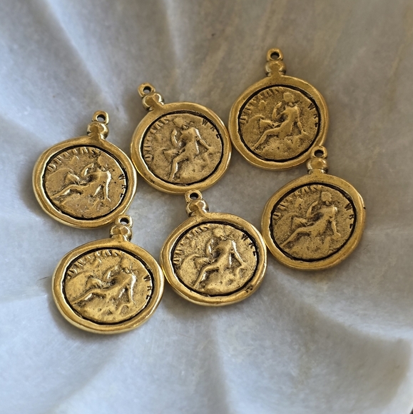 Jewelry | Antique Gold Old World Greek Charm Set Of 6 | Poshmark